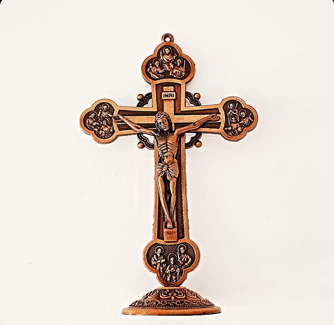 Orthodox Cross & Jesus - Display (Bronze) | Macedonian Gifts