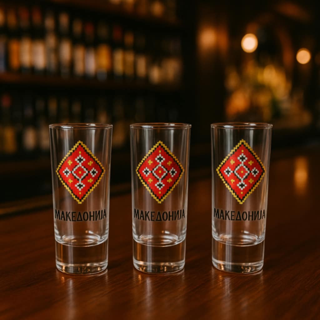 Tall Macedonian Shot Glasses (3 Set) | Macedonian Gifts