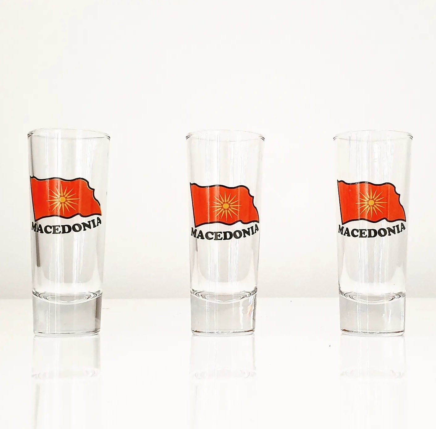 Tall Macedonian Sun Shot Glasses (3 Set) | Macedonian Gifts