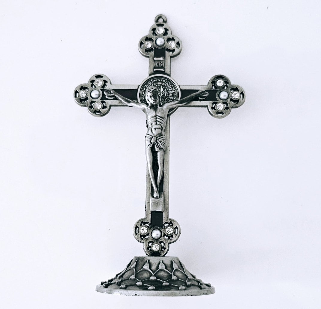 Orthodox Cross & Jesus - Display (Silver) | Macedonian Gifts