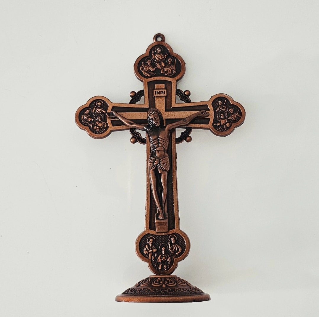 Orthodox Cross & Jesus - Display (Bronze) | Macedonian Gifts